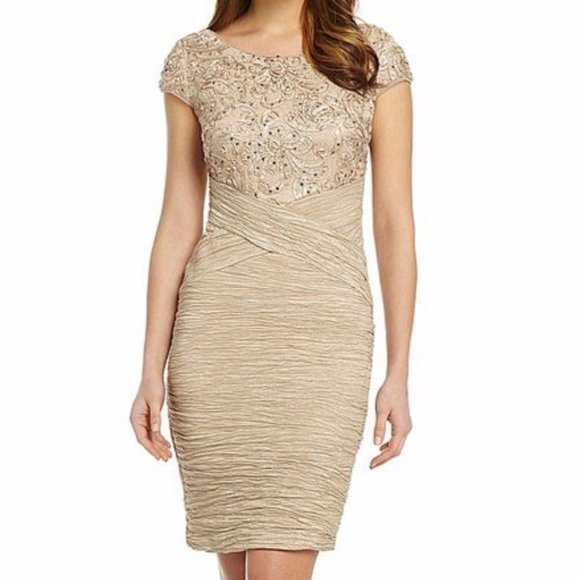 Km Collections | Dresses | Gold Sequin Embellished Mob Or Cocktail ...